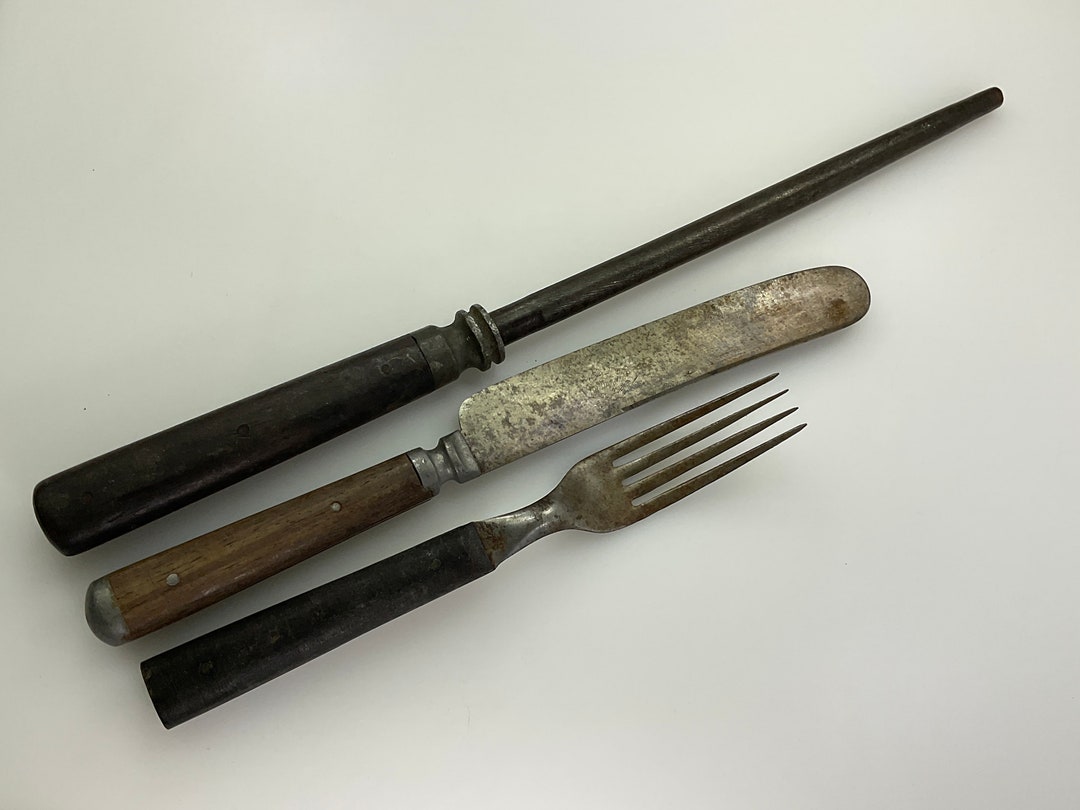 Vintage 3 Piece Old Civil War Wood Handle Serving Utensils Used - Etsy