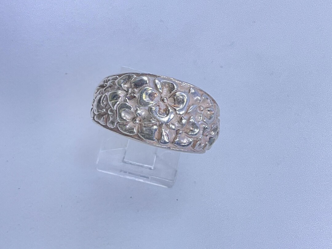 Vintage Ring Size 9.25 Sterling Silver 925 Band With Flowers Needs ...
