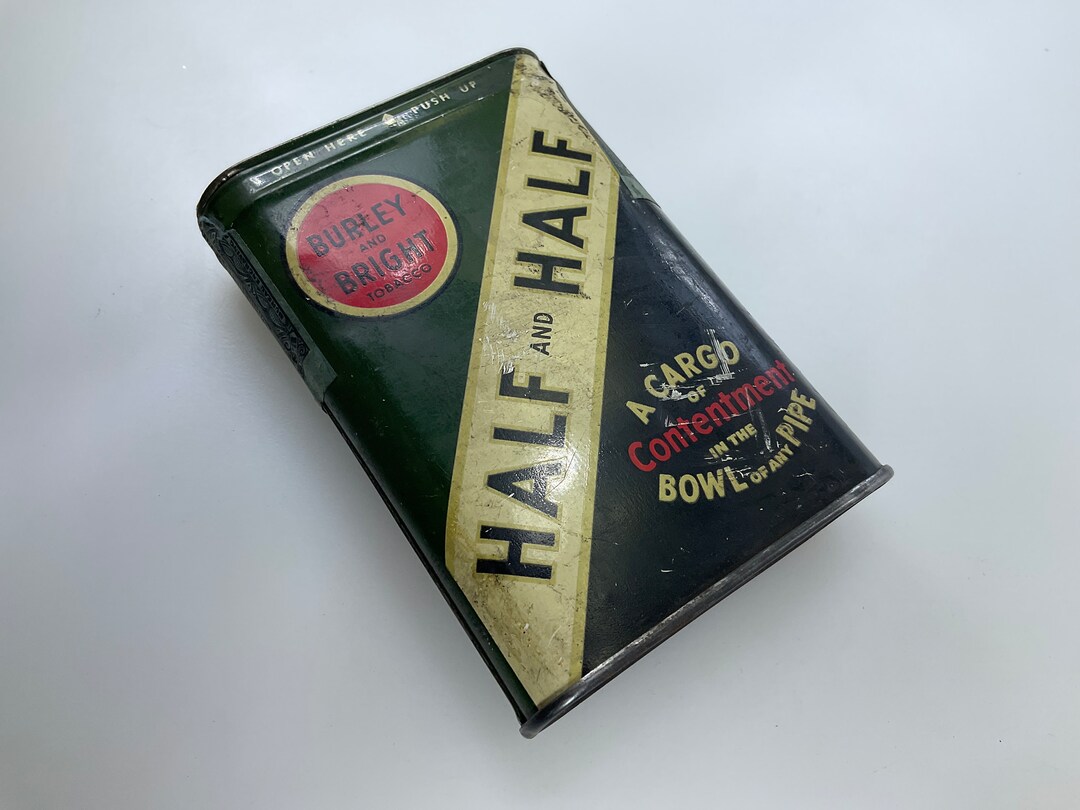 Vintage Tobacco Tin Half and Half Burley and Bright Green Black Red ...