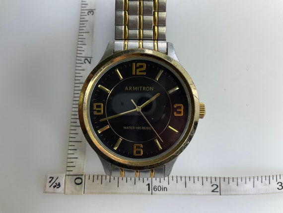 Vintage Armitron Mens Watch Gold Silver Toned Black F… - Gem