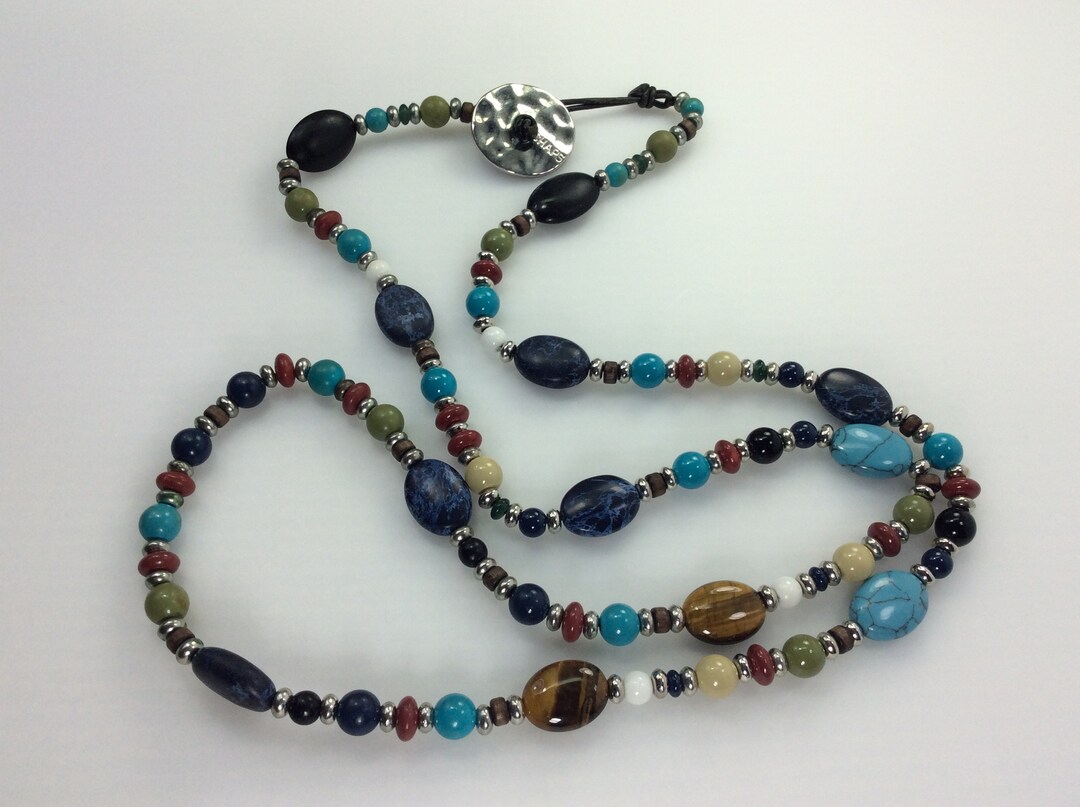 Vintage Chaps 36 Necklace With Faux Turquoise Tiger Eye - Etsy