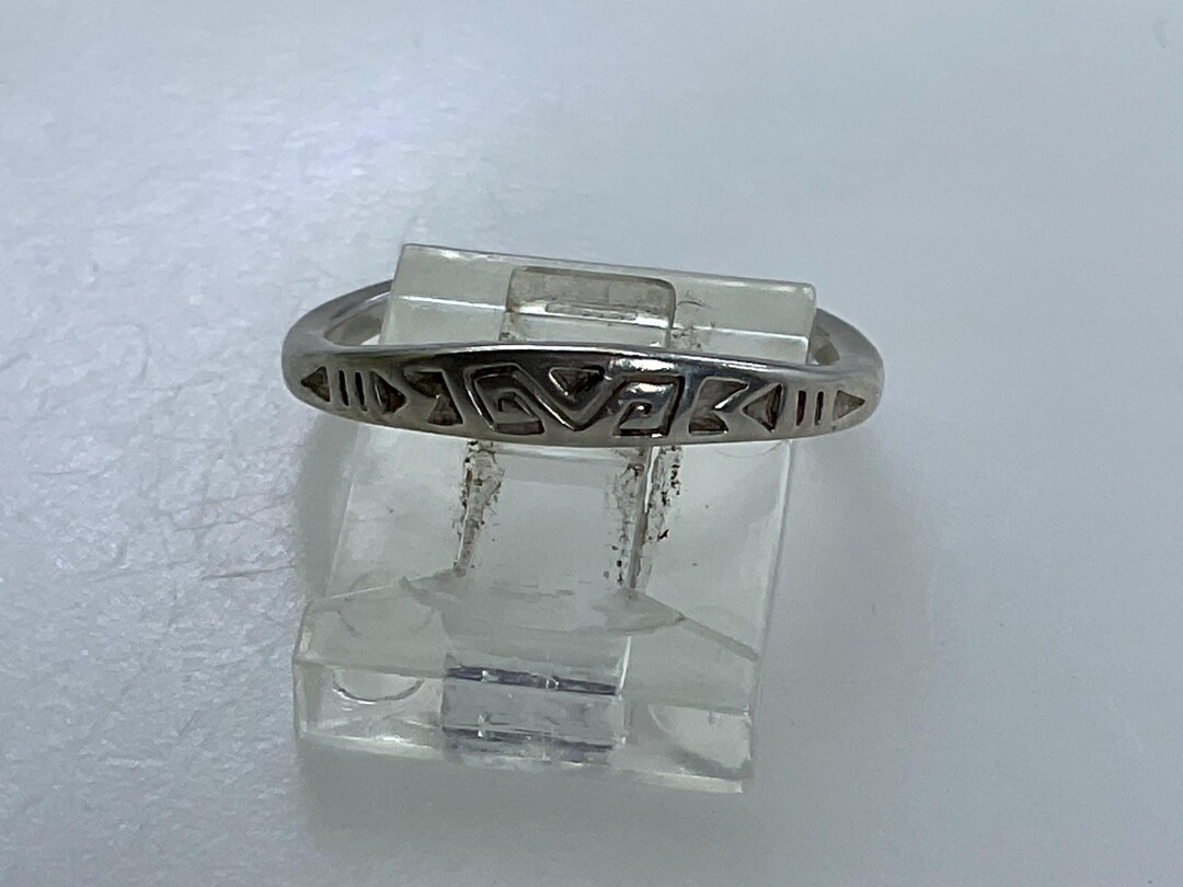 Vintage Relios Ring Size 9.5 Sterling Silver 925 Band With Geometric ...