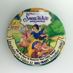 Vintage Pin Back Button Walt Disney's Masterpiece Snow White and the ...