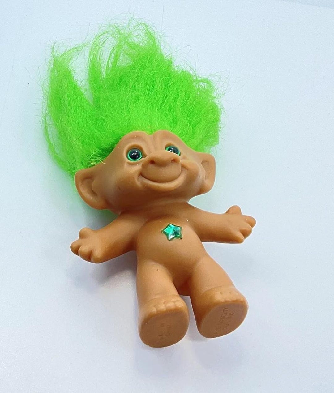 Vintage Ace Novelty Troll With Neon Green Hair,star Belly Gem Used - Etsy