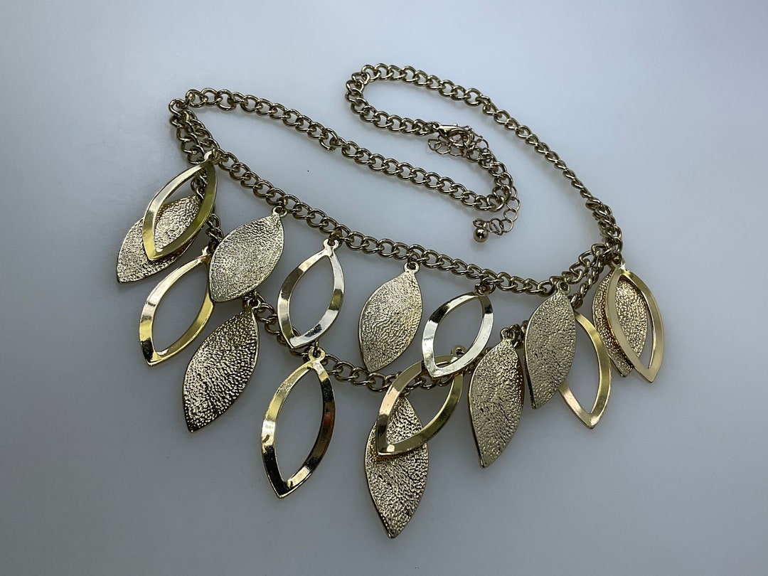 Vintage 16”-19” Necklace Gold Toned Chains With Marquis Beads Used - Etsy