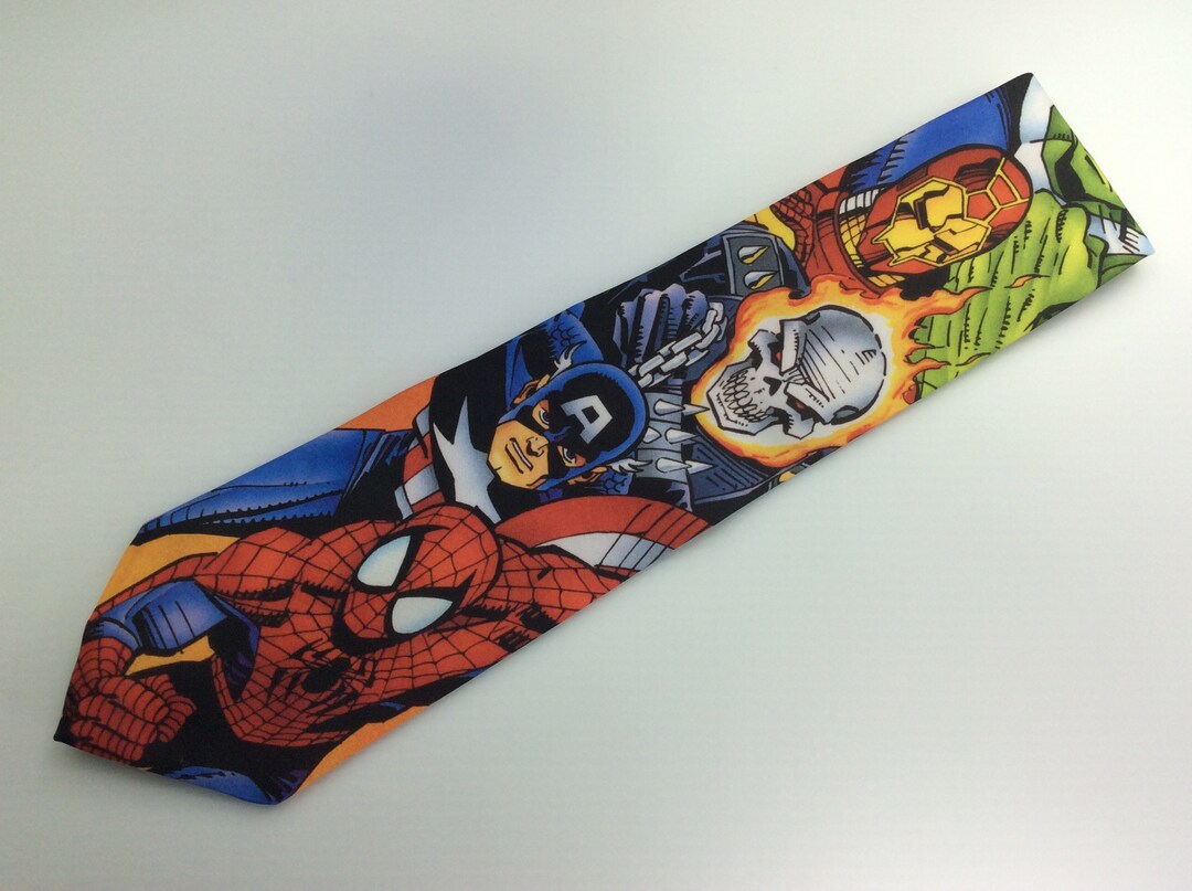 Vintage Marvel Entertainment Group Men's Necktie Marvel All-star Design ...