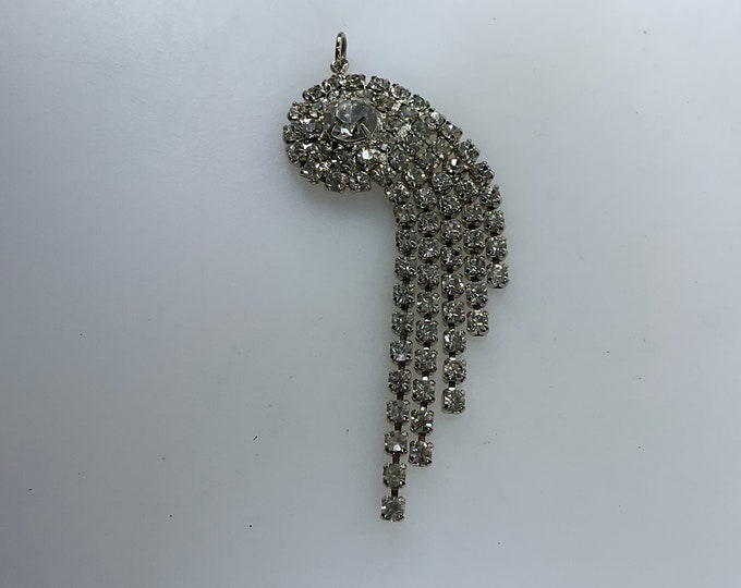 Vintage Pendant Silver Toned Round Waterfall Design With Clear ...