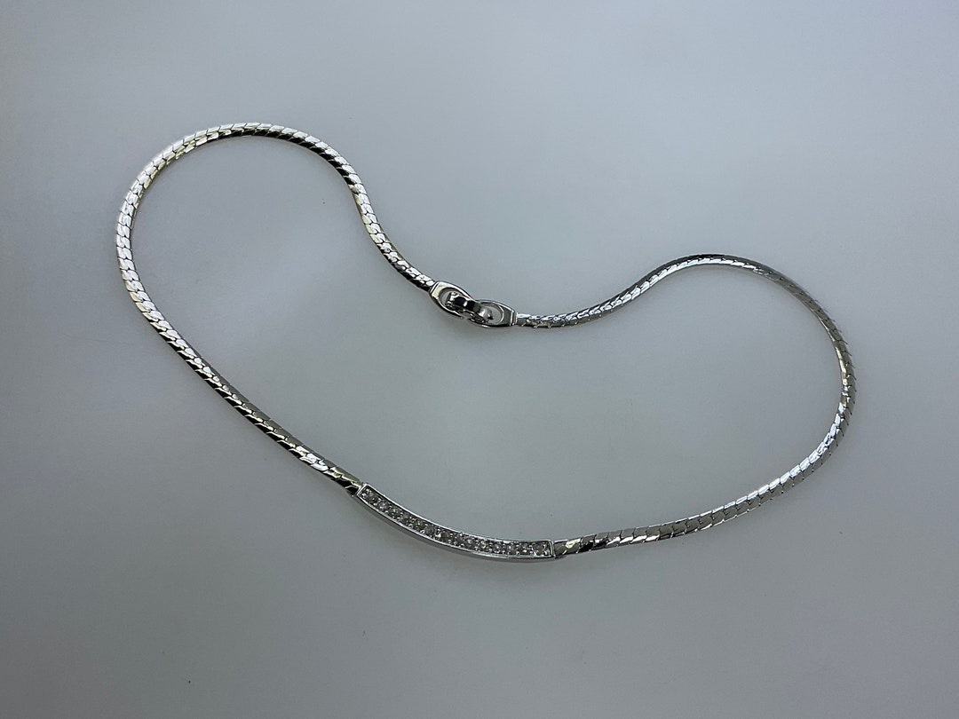 Vintage Monet 16 Necklace Silver Toned Herringbone Chain With - Etsy