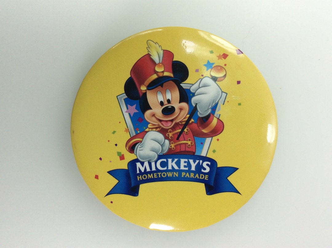 Vintage Pin Back Button Disney Mickey's Hometown Parade 1990 Used - Etsy