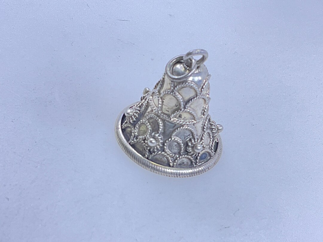 Vintage Charm Sterling Silver 925 Fancy Bell With Red Bead Needs ...