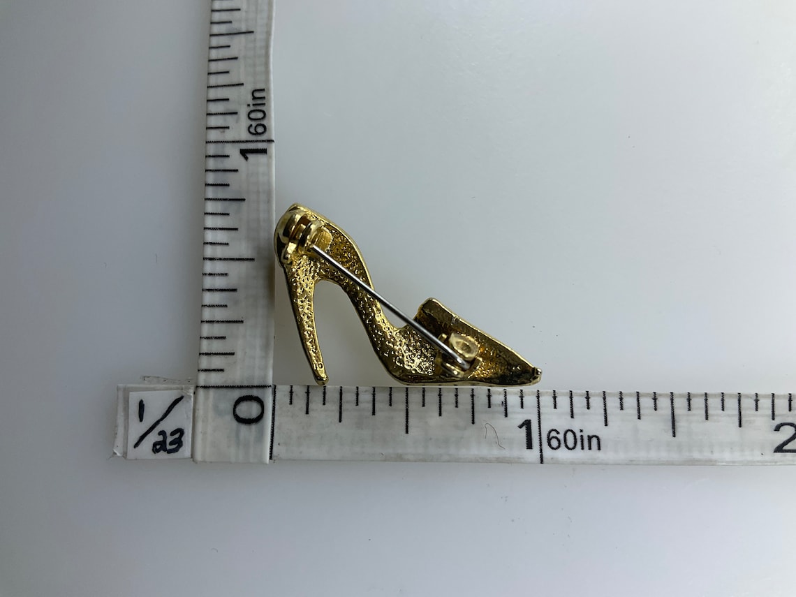 Vintage Pin Brooch Gold Toned High Heel Shoe With Champagne Enamel and ...