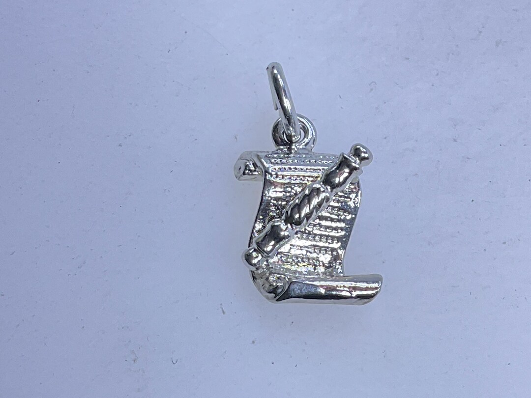 Vintage Charm Sterling Silver 925 Scroll and Rod Used - Etsy