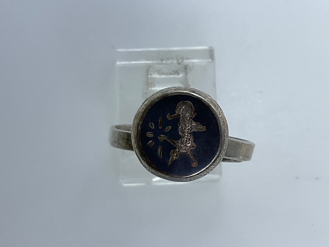Vintage Siam Ring Size 9 Adjustable Sterling Silver 925 Round With ...
