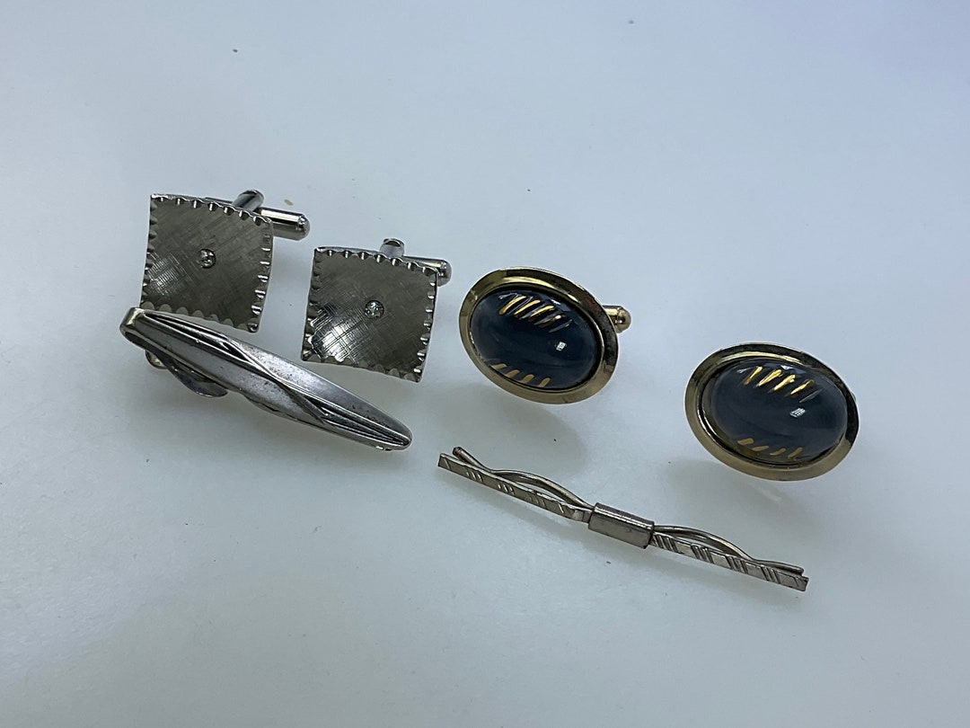 Vintage Men’s Accessory Lot Cuff Links Tie Clips Assorted Designs as is ...