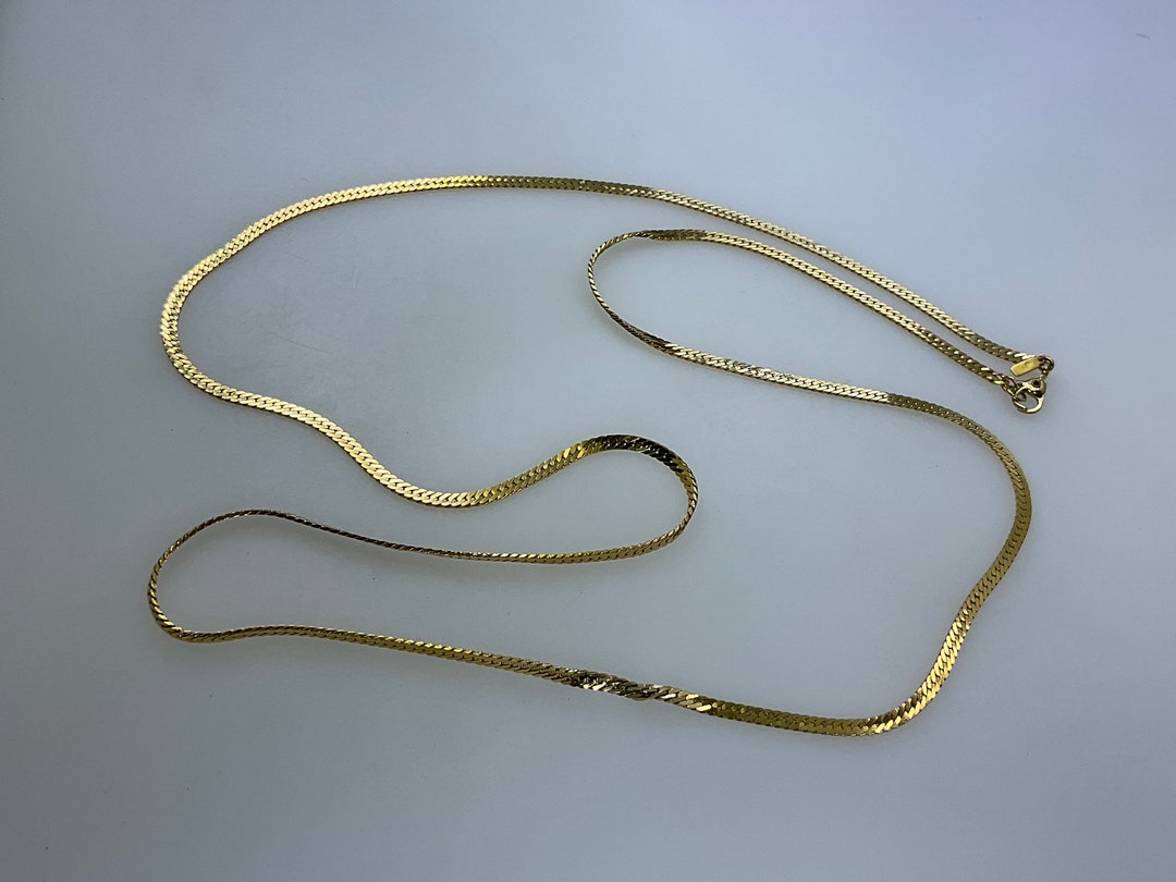 Vintage Monet 28” Necklace Gold Toned Herringbone Chain Kinked Used - Etsy
