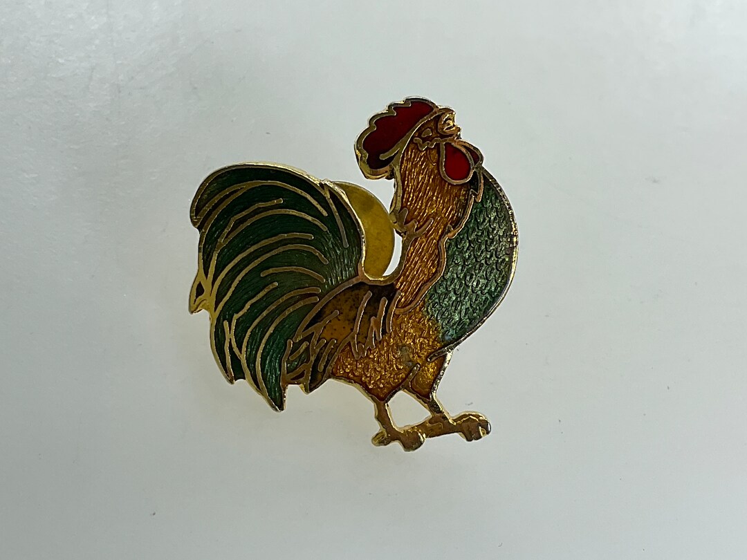 Vintage Mafco Pin Brooch Gold Toned Rooster With Red Green Orange ...