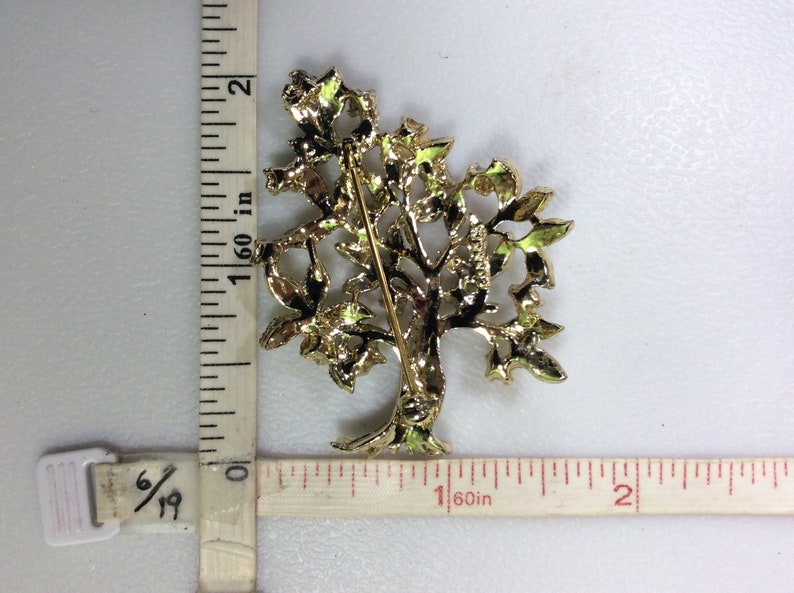Vintage Dodd's Gold Toned Pin Brooch Tree With Blue Green - Etsy
