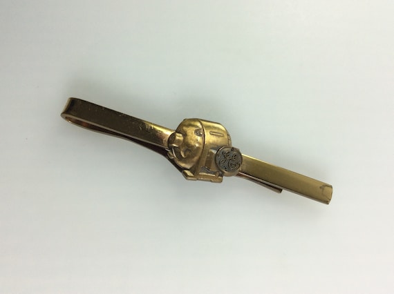 Vintage Tie Bar Gold Toned Round GE Logo And Motor De… - Gem