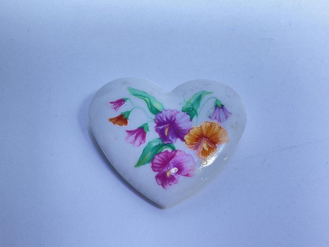 Vintage Avon Porcelain Pin-brooch Heart With Flowers Used - Etsy