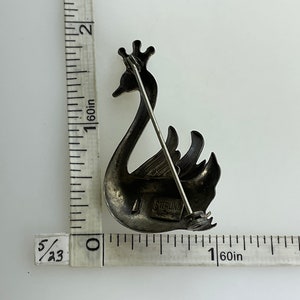 Vintage Lang Pin Brooch Sterling Silver 925 Swan With Crown Needs ...