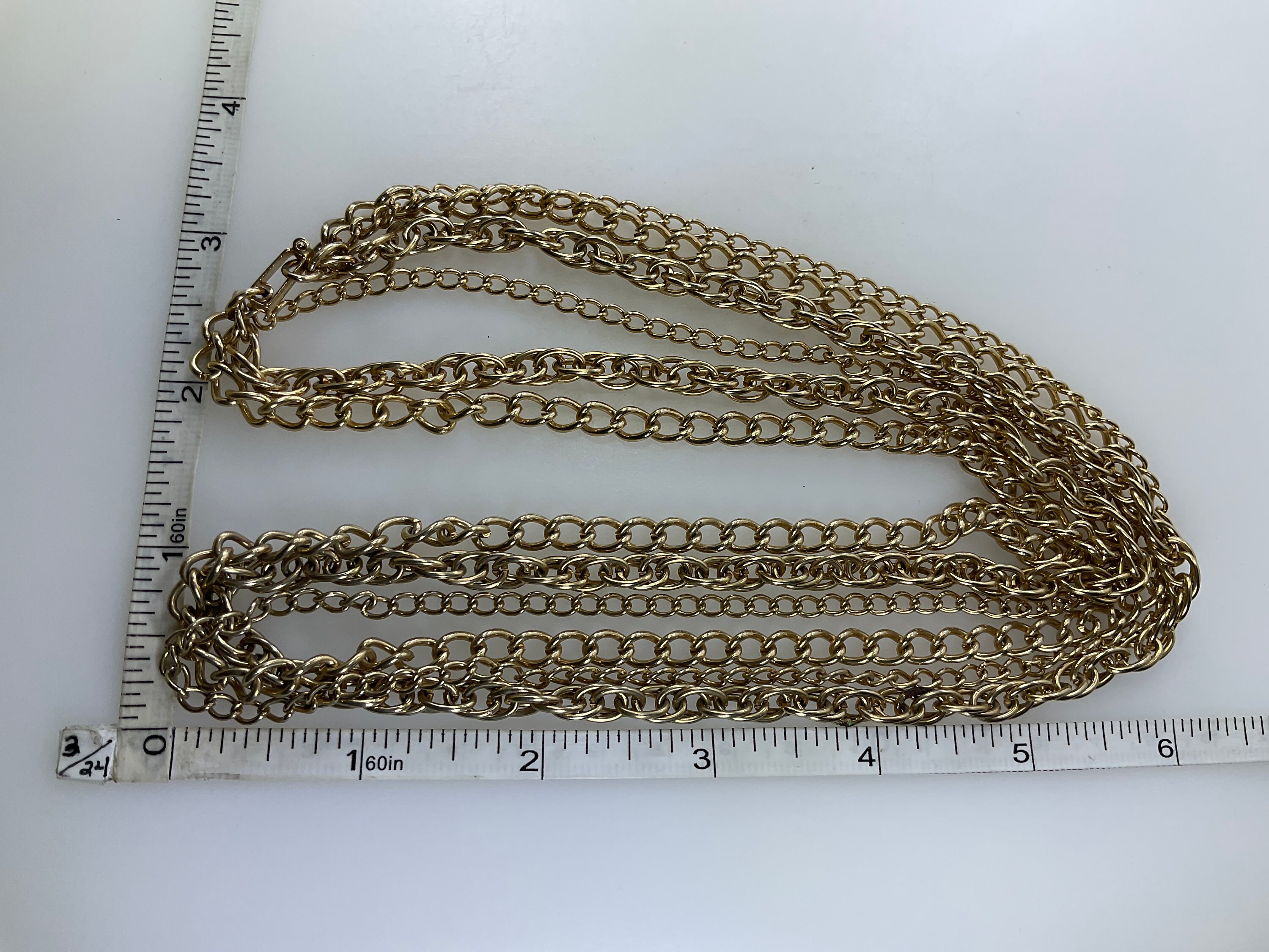 Vintage 36” Necklace 3 Strands Gold Toned Chains Used - Etsy