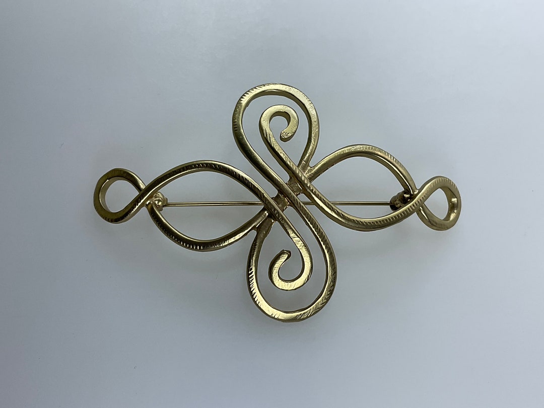 Vintage Pin Brooch Gold Toned Bar Knot Design Used - Etsy