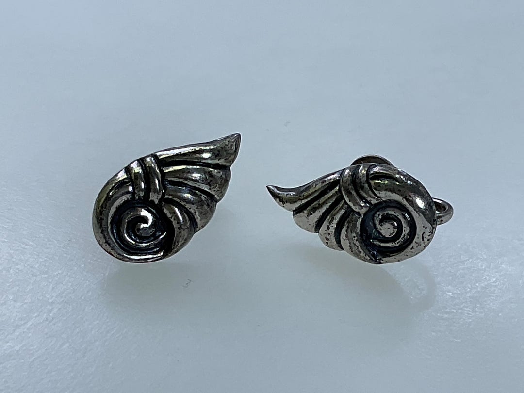 Vintage Jewel Art Screw Back Earrings Sterling Silver 925 Floral ...