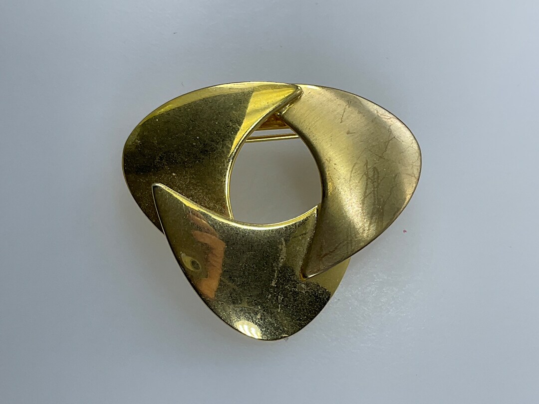 Vintage Pin Brooch Gold Toned Triangular Design Used - Etsy