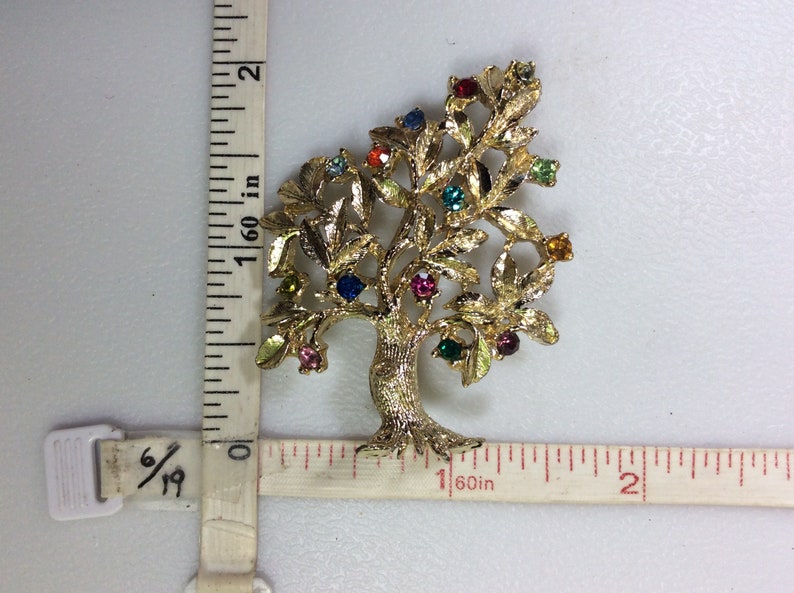 Vintage Dodd's Gold Toned Pin Brooch Tree With Blue Green - Etsy
