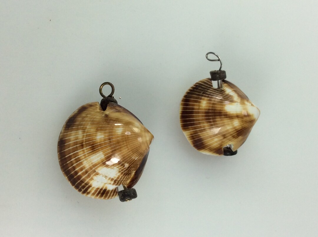Vintage Lot of Two Pendants Brown White Mottled Shells Used - Etsy