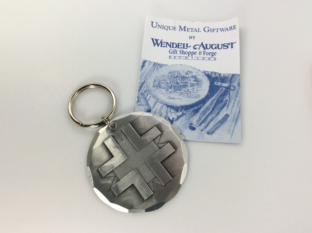 Vintage Wendell August Forge Aluminum Keychain Round With Meadville ...