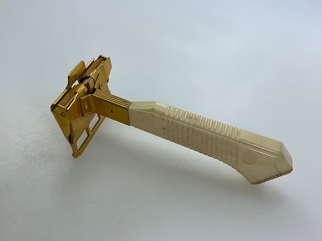 Vintage Gem Safety Razor Gold Toned With White Handle as is Used - Etsy