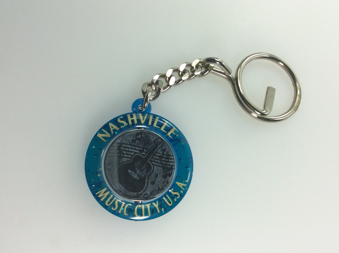 Vintage Souvenir Keychain Nashville Music City USA Blue Used - Etsy