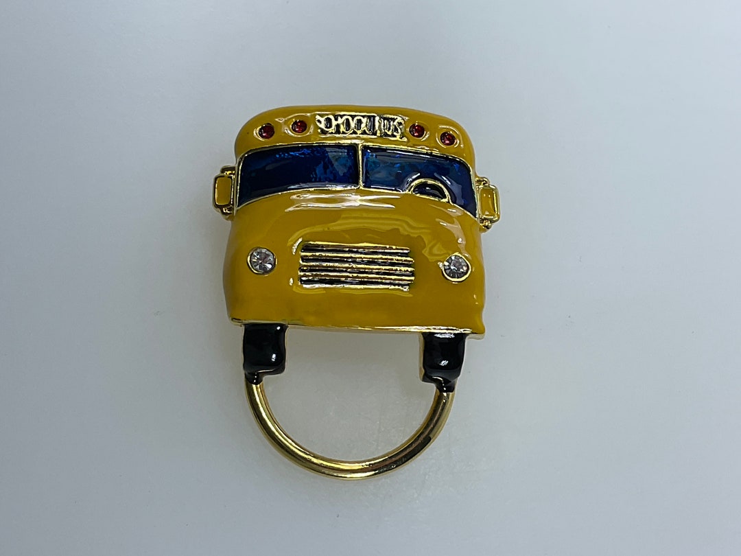 Vintage Pin Brooch Gold Toned School Bus With Clear Rhinestones and ...