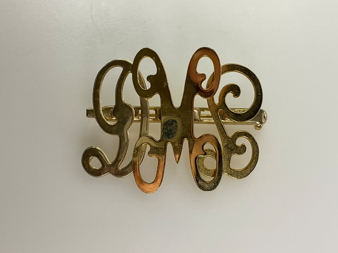 Vintage Pin Brooch Gold Toned Initials DML Design Used - Etsy