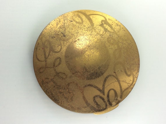 Vintage Makeup Compact Gold Toned Round Design Mirror Loose | Etsy