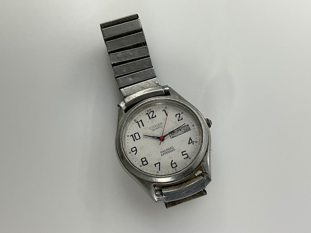 Vintage Citizen Quartz Watch Railroad Approved Day Date - Etsy