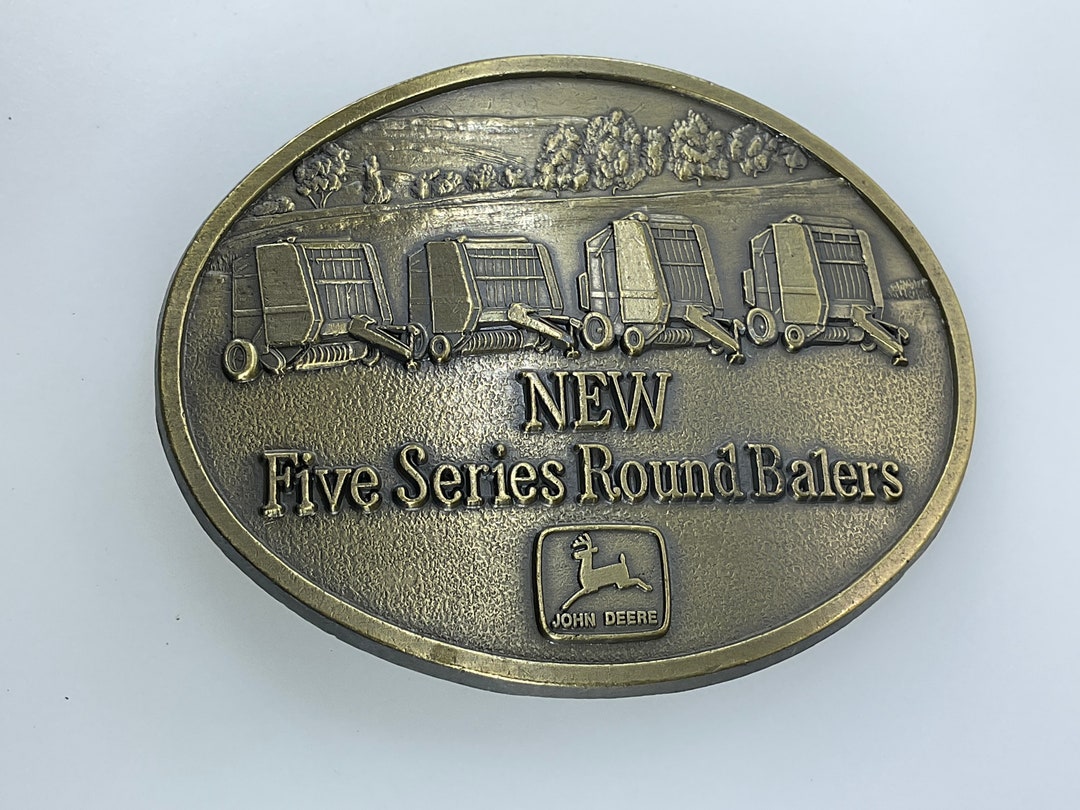 Vintage Belt Buckle Brass Toned New Five Series Round Balers John Deere ...