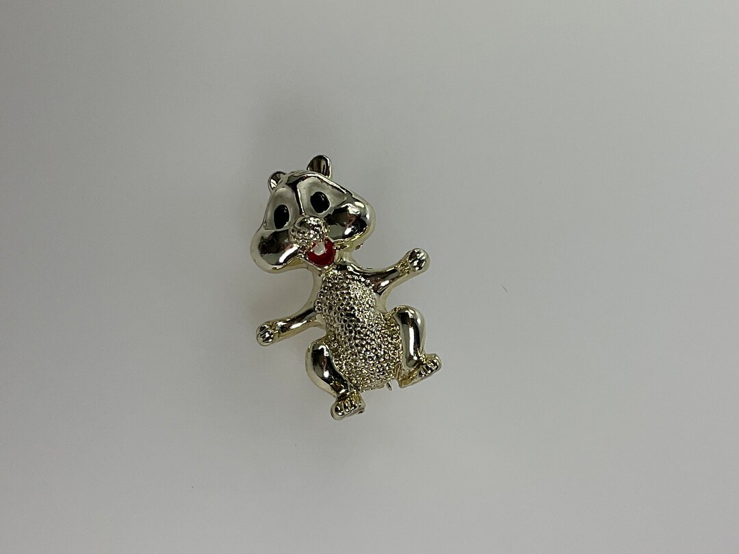 Vintage Pin Brooch Gold Toned Chipmunk Design With Red White Black ...