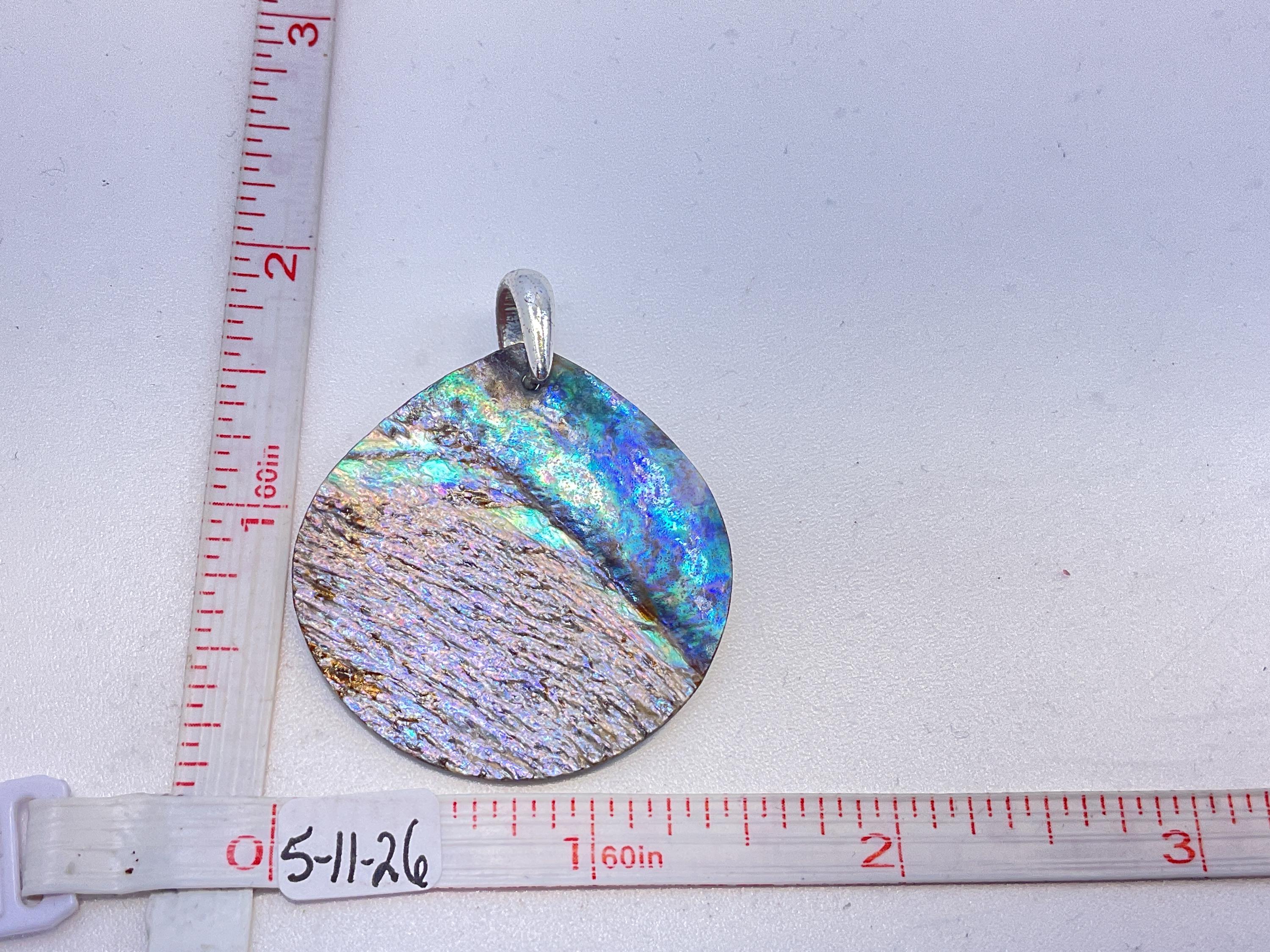 Vintage Silver Toned Abalone Shell Pendant Used - Etsy