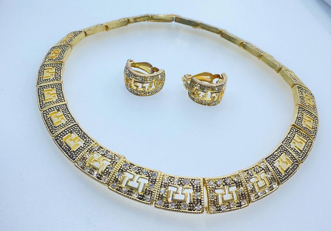 Vintage 12” Choker Square Designed With Clear Stones and Matching ...