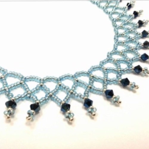 Beaded Netted Collar Beading Pattern Using Swarovski Beading - Etsy