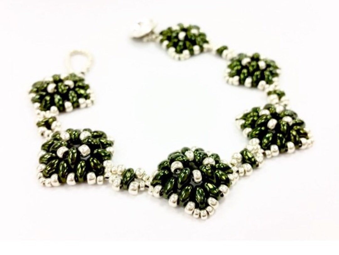 Diamond Duo Bracelet Beading Pattern With Diagrams Beading Tutorial - Etsy