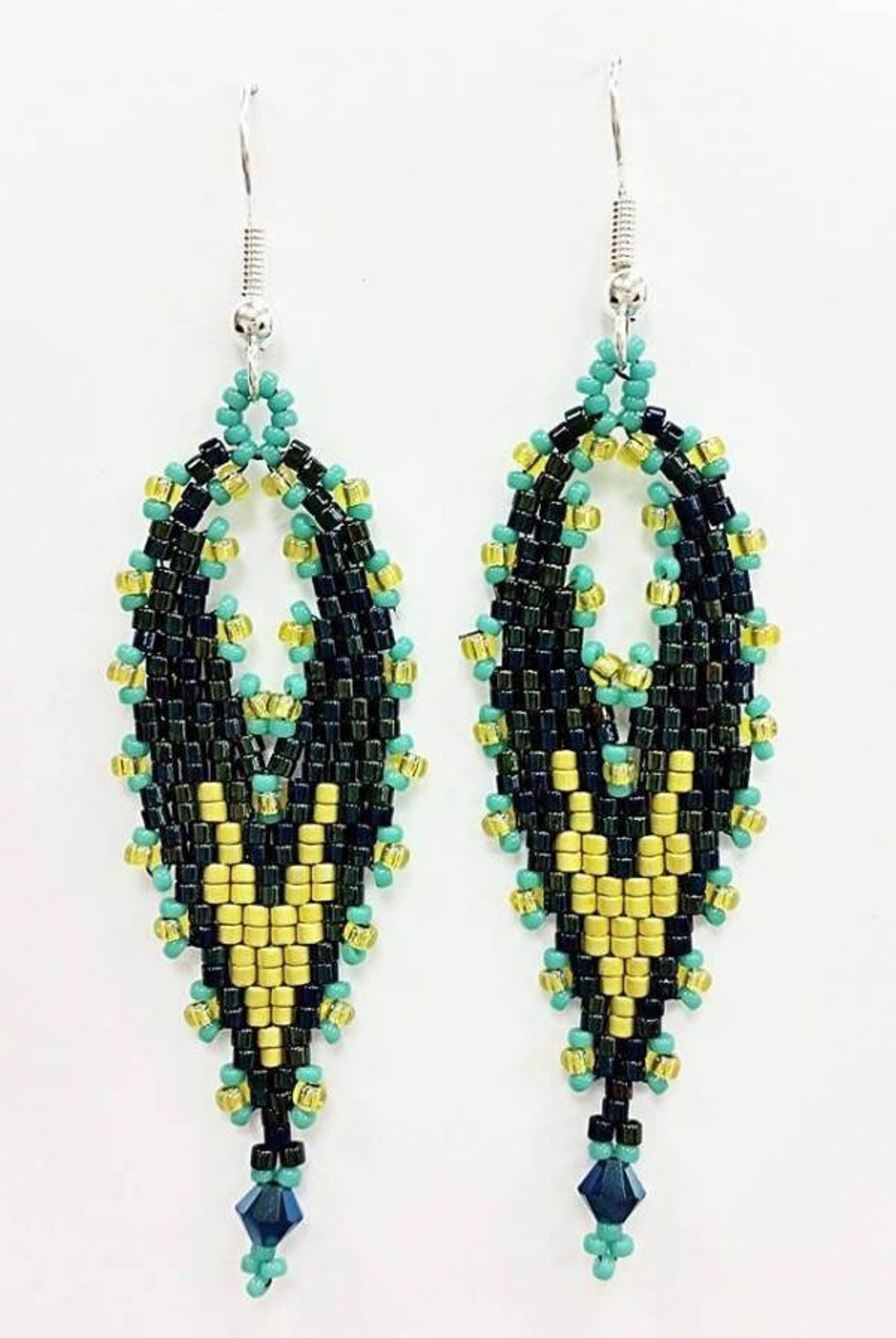 Two Drop Peyote Feather Earrings Beading Pattern Beading Tutorial - Etsy