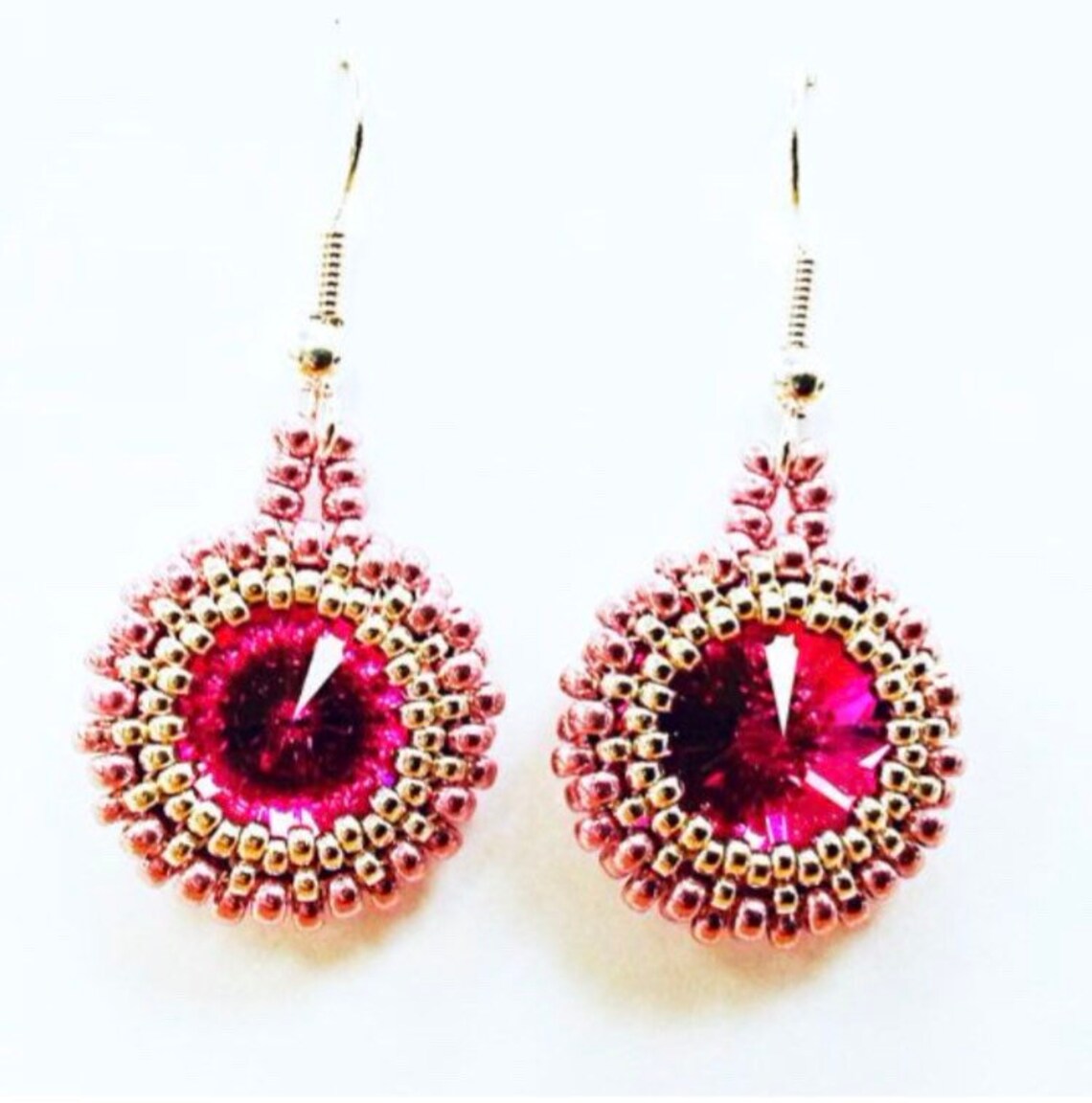 Circular Peyote Bezel Swarovski Rivoli Earrings Beading Pattern Beading ...