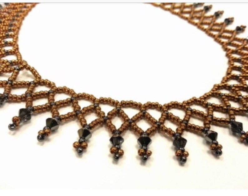 Beaded Netted Collar Beading Pattern Using Swarovski Beading Tutorials - Etsy