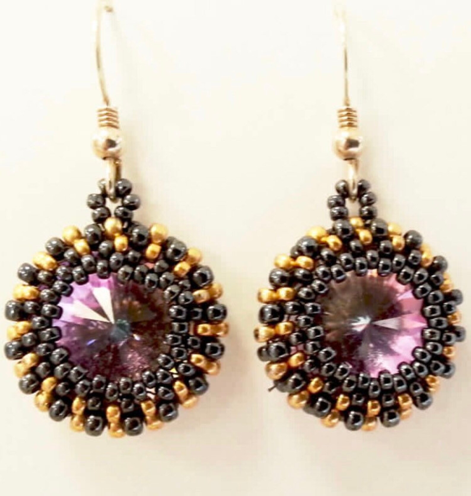Circular Peyote Bezel Swarovski Rivoli Earrings Beading Pattern Beading ...