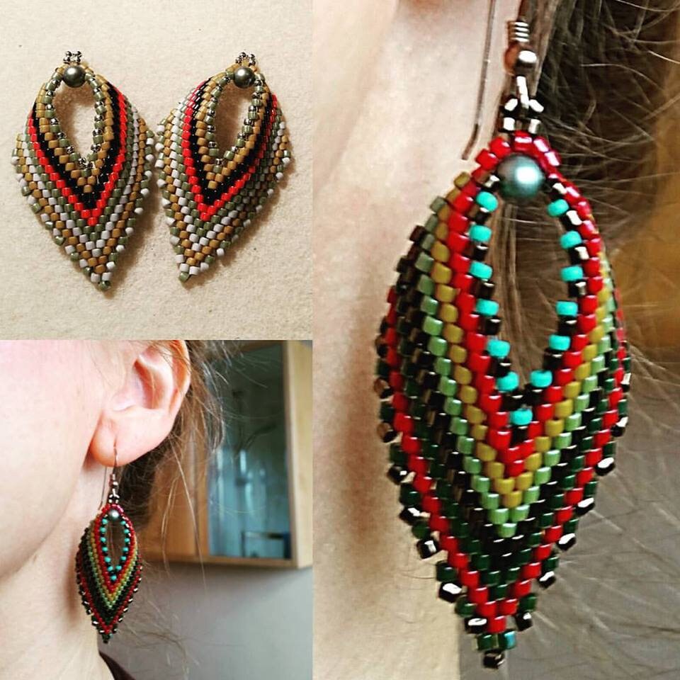Beading Pattern Russian Leaf Earrings Delica Beads Beadwork Pattern ...