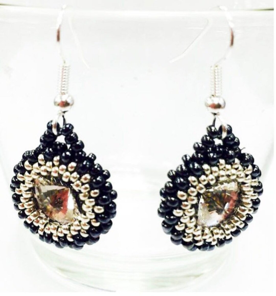Circular Peyote Bezel Swarovski Rivoli Earrings Beading Pattern Beading ...