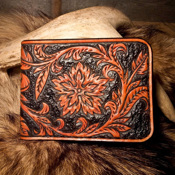 Tooled Leather Wallet - Etsy